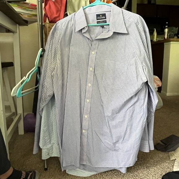 Stafford | Shirts | Stafford Mens Dress Shirt Orangered And Blue Plaid 8 3637 | Poshmark